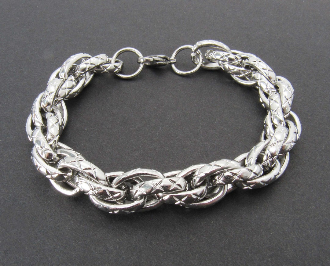 Stainless Steel Multi Link Rope Chain Bracelet, 201 Stainless Steel ...