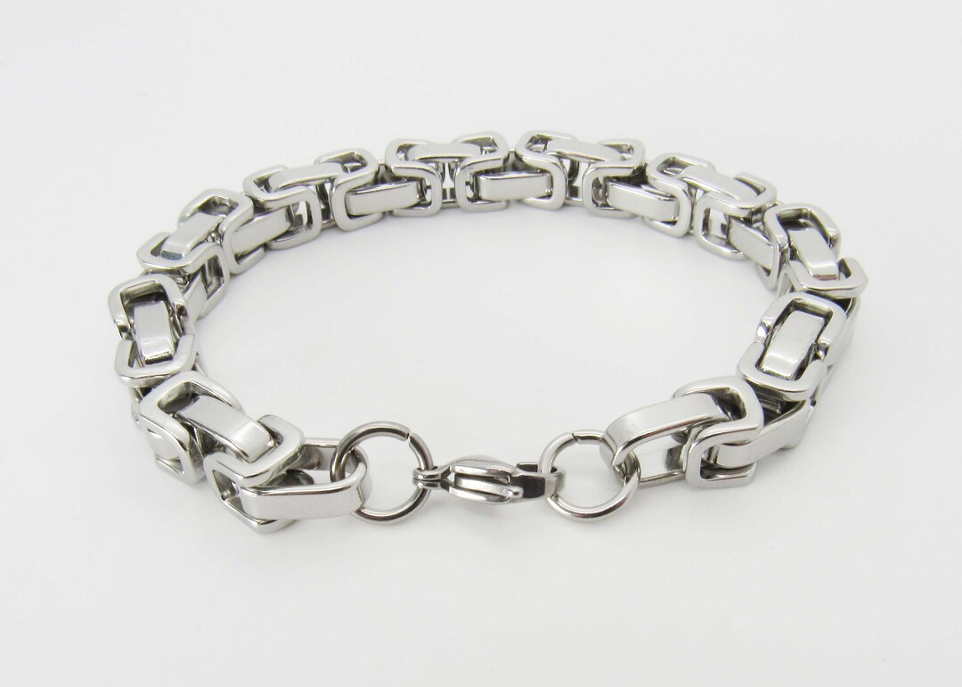 Stainless Steel Half Round Link Chain Bracelet, 201 Stainless Steel ...