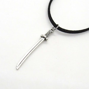 Silver Tone Katana Sword Pendant Necklace, Men's Necklace, Samurai ...