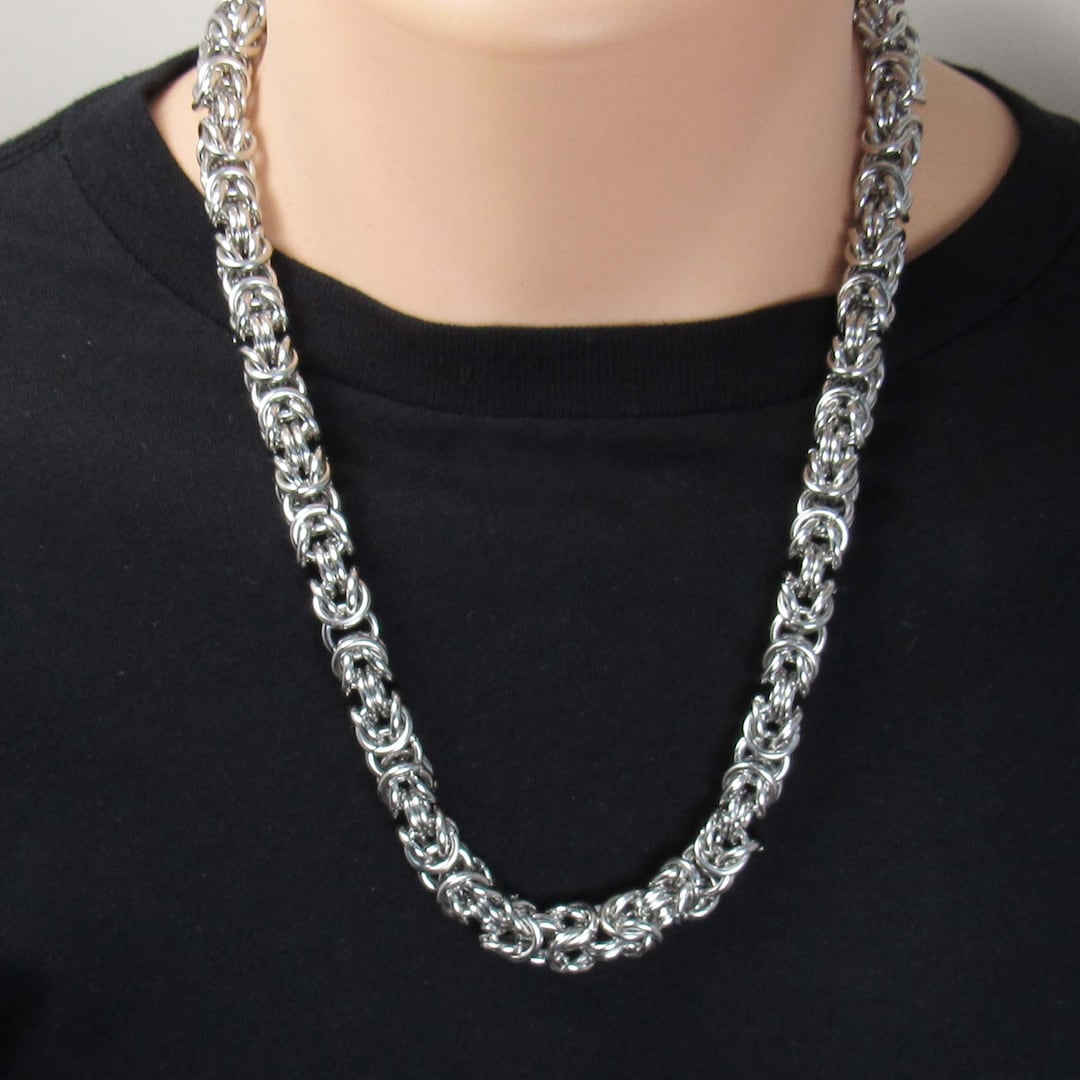 Byzantine Chain Necklace for Men or Women, Multi Link Cable Chain ...