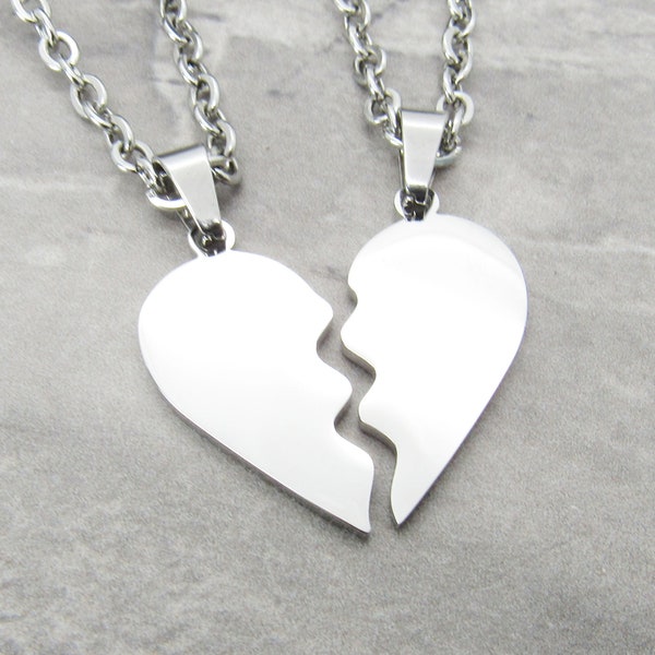 Split Heart Necklace - Etsy