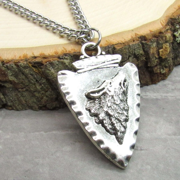 Wolf Arrowhead Necklace - Etsy