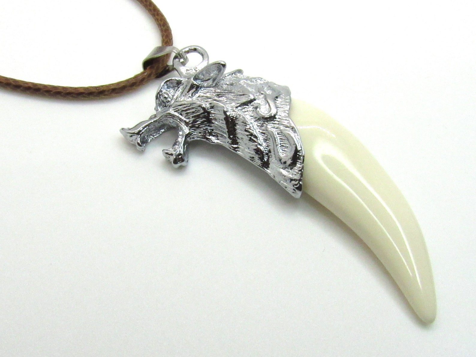 Wolf Head Resin Tooth Pendant Necklace Wolf Tooth Necklace - Etsy