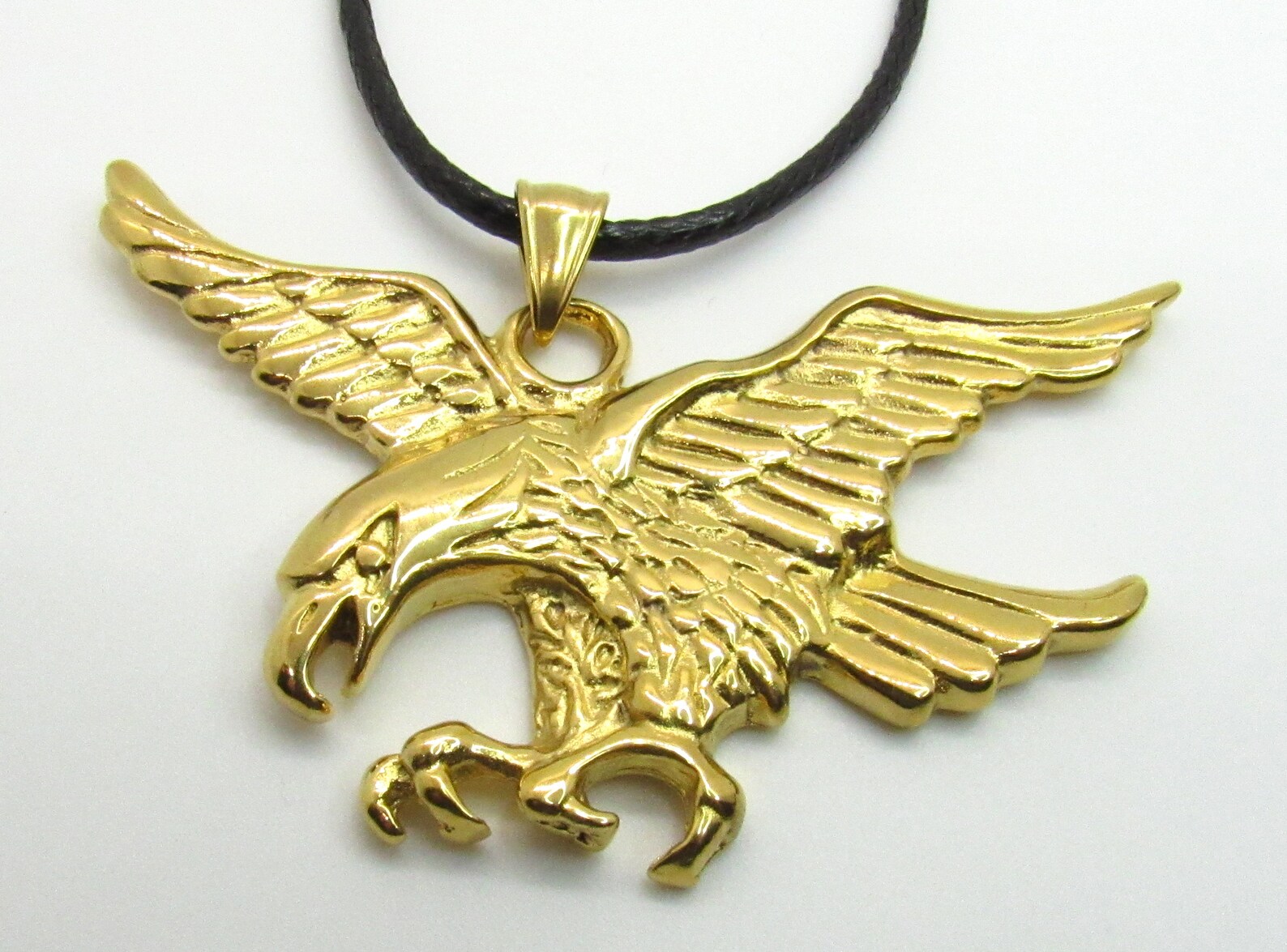 Large Gold Eagle Pendant Necklace Men's Necklace | Etsy