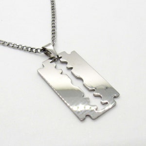 Stainless Steel Razor Blade Pendant, Hypo Allergenic Jewelry, Razor ...