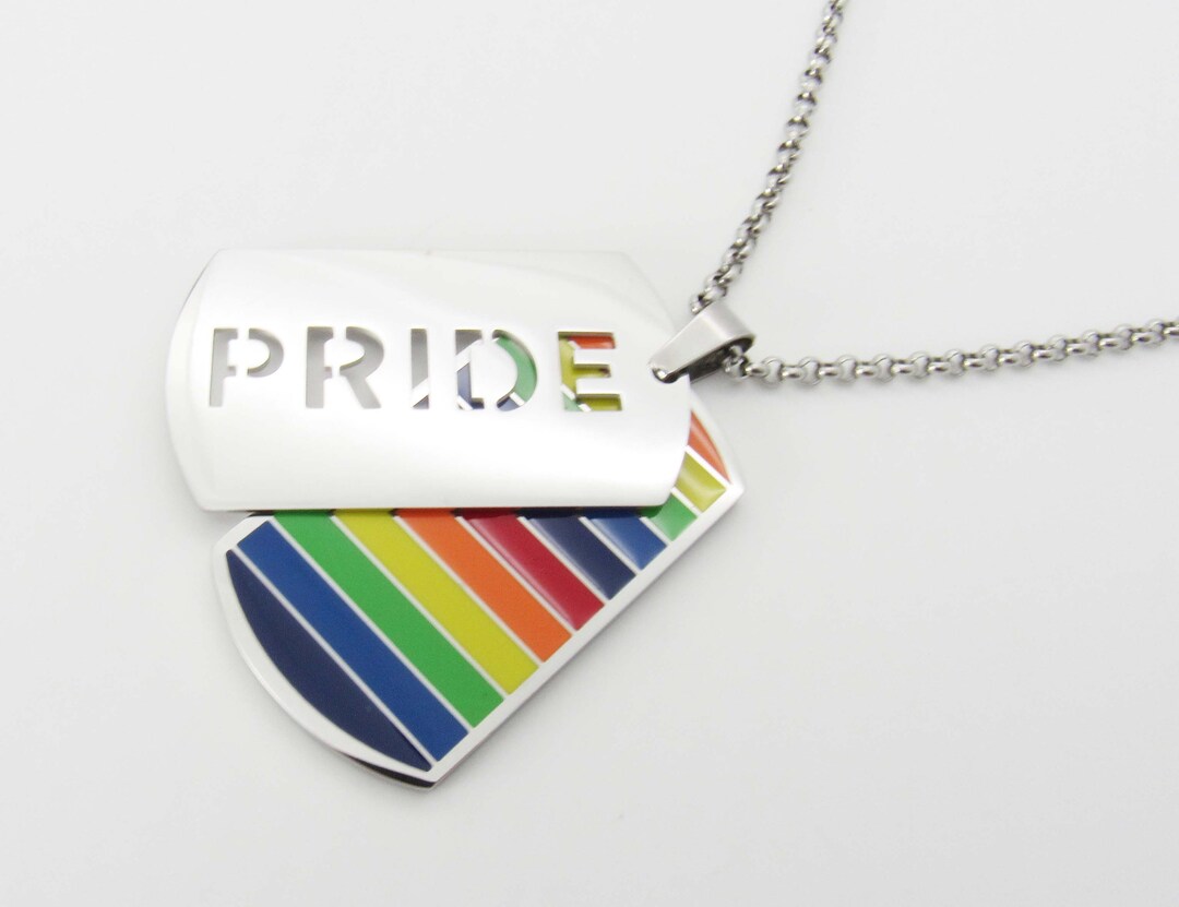 Pride Rainbow Stainless Steel Dog Tags Pendant Necklace, Pride Jewelry ...