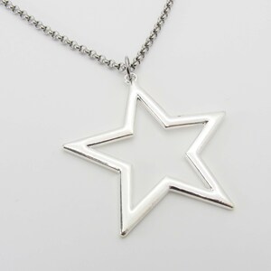 Large Silver Star Necklace, Silver Tone Star Pendant Necklace ...