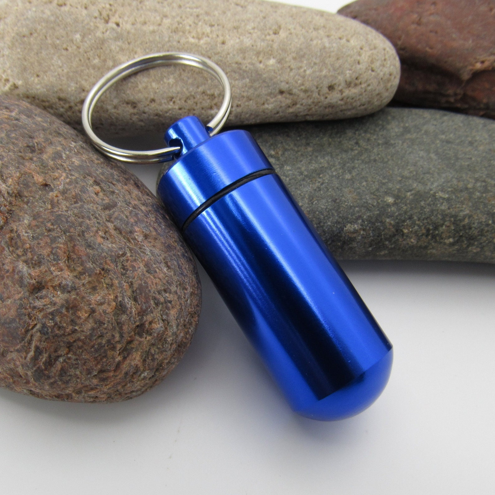 Blue Aluminum Column Pill Bottle Key Ring, Pill Bottle Key Ring, Water ...
