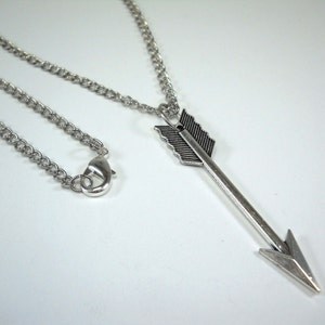 Large Arrow Pendant Necklace, Archer Pendant, Antique Silver Arrow ...