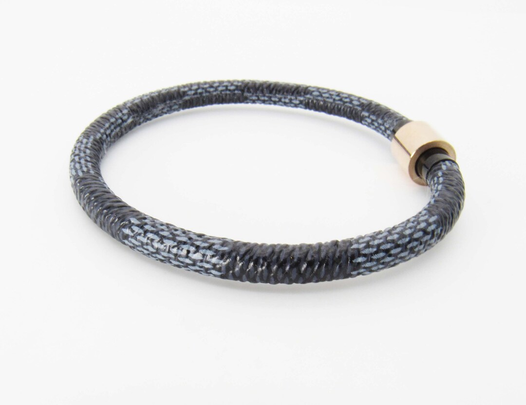 Blue and Black Poly Leather Cord Bracelet With Magnetic Clasp, Men's ...