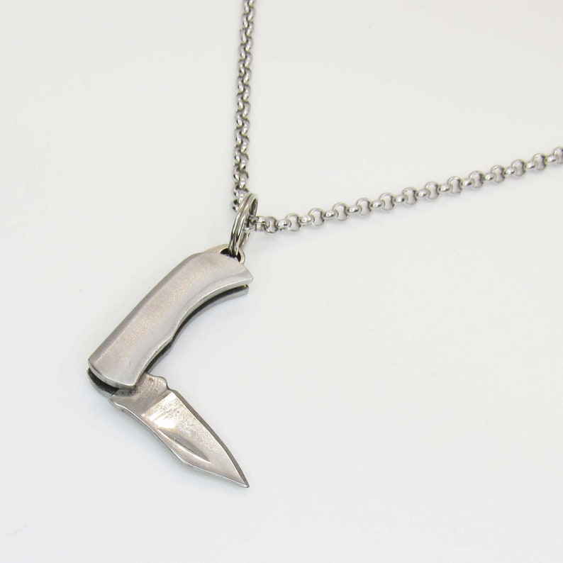 Mini Stainless Steel Pocket Knife Pendant Necklace Silver | Etsy