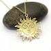 Gold Plated Stainless Steel Sun Face Pendant, Gold Link Chain, Women's ...