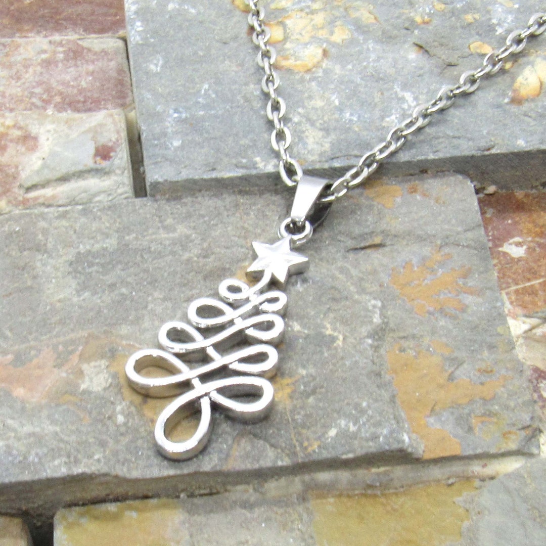 Christmas Tree Pendant Necklace, Holiday Jewelry, Men's Necklace, Women ...