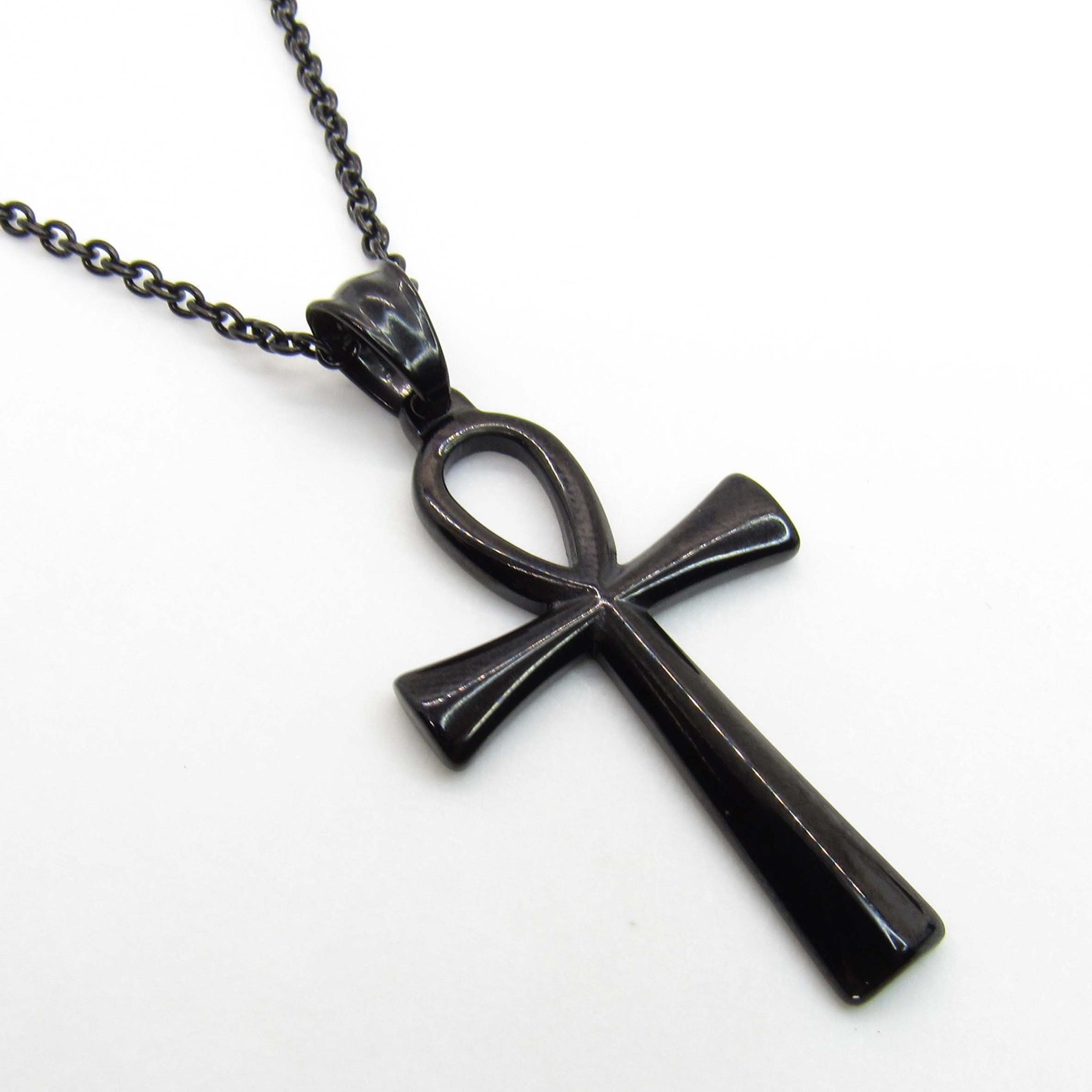 Gunmetal Black Stainless Steel Ankh Pendant Hypo Allergenic - Etsy