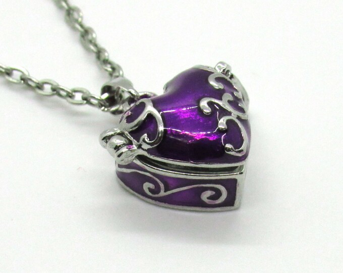 Purple Heart Wish Box With Hinged Lid Brass With Enamel | Etsy