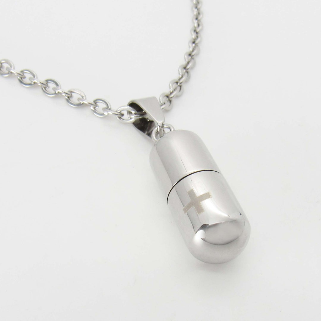 Silver Color Stainless Steel Pill Capsule With Rubber Ring, Water Tight ...