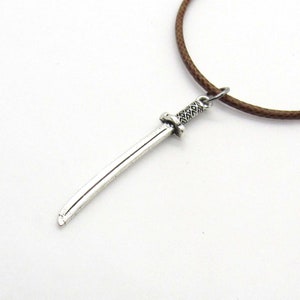 Silver Tone Katana Sword Pendant Necklace, Men's Necklace, Samurai ...