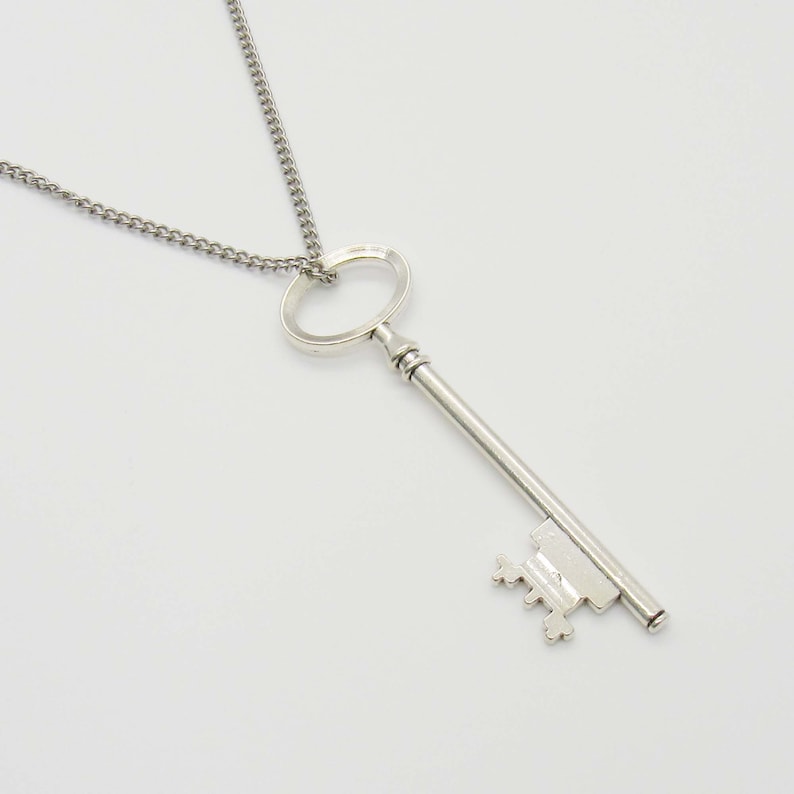 Old Fashioned Key Pendant Antique Silver Tone Large Antique - Etsy