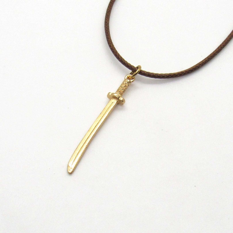 Gold Tone Katana Sword Pendant Necklace, Men's Necklace, Samurai Sword ...