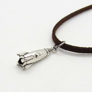 Silver Rocket Spacecraft Pendant, Celestial Jewelry, 3D Rocket Pendant ...
