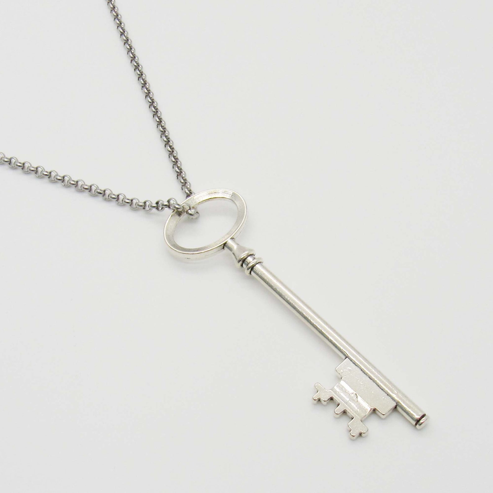 Old Fashioned Key Pendant, Antique Silver Tone, Large Antique Silver ...