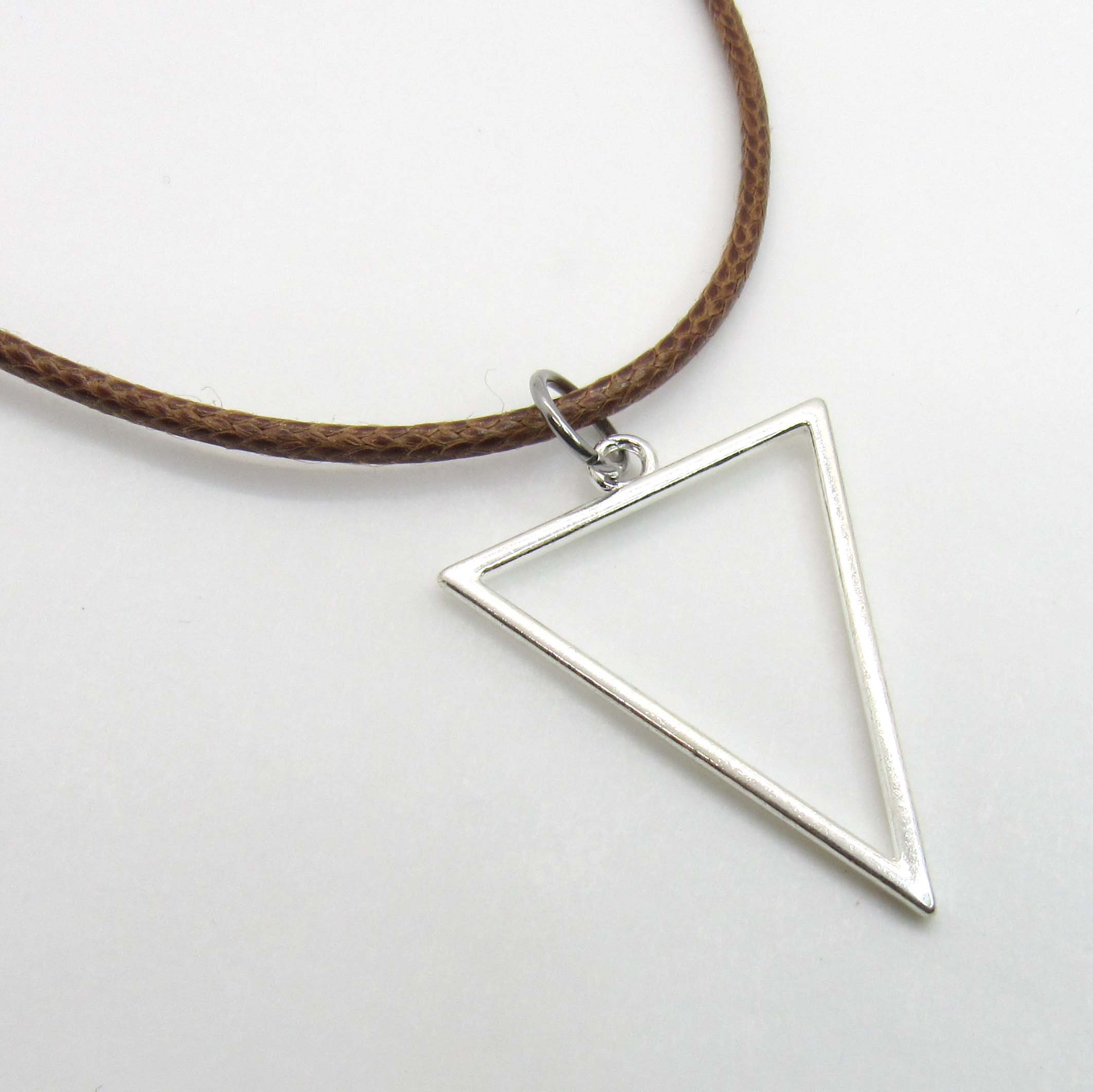 Antique Silver Tone Triangle Pendant Geometric Design Necklace Open Triangle Pendant Men s Necklace Men s Jewelry Women s Necklace