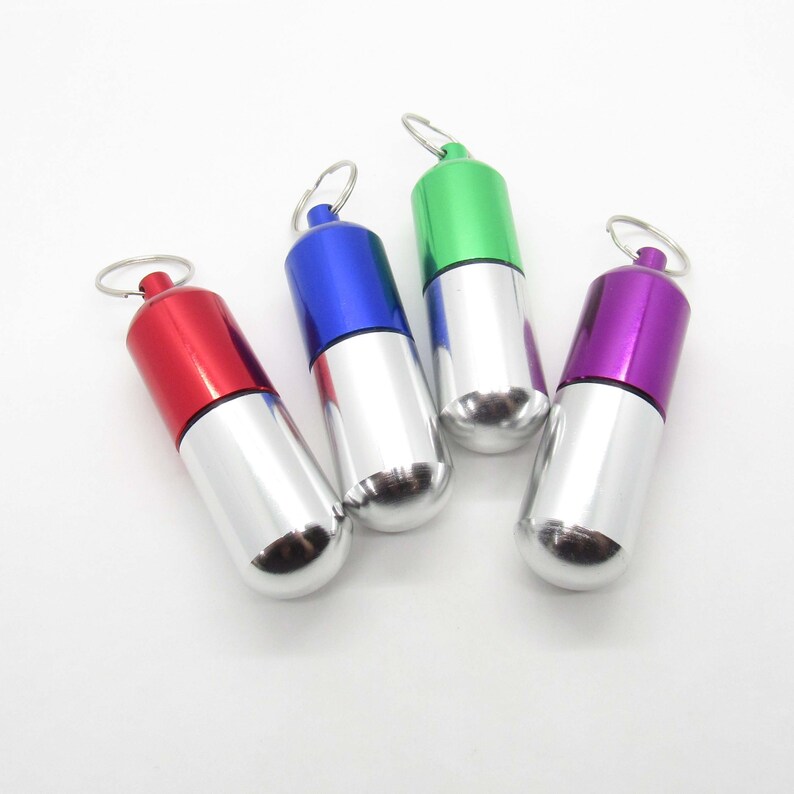Aluminum Red Pill Bottle Key Ring, Pill Shape Key Ring, Large Pill ...