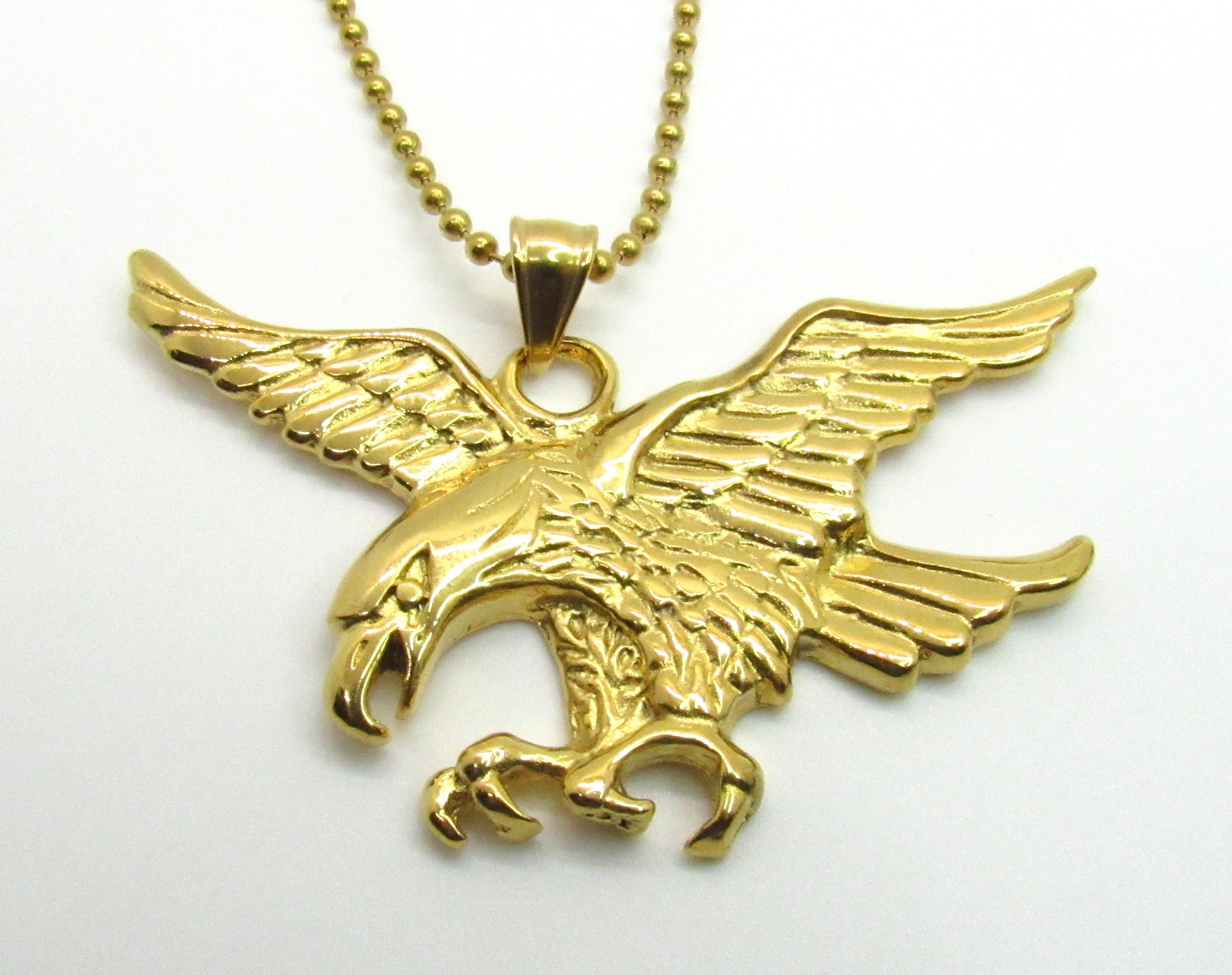 Large Gold Eagle Pendant Necklace Men's Necklace | Etsy