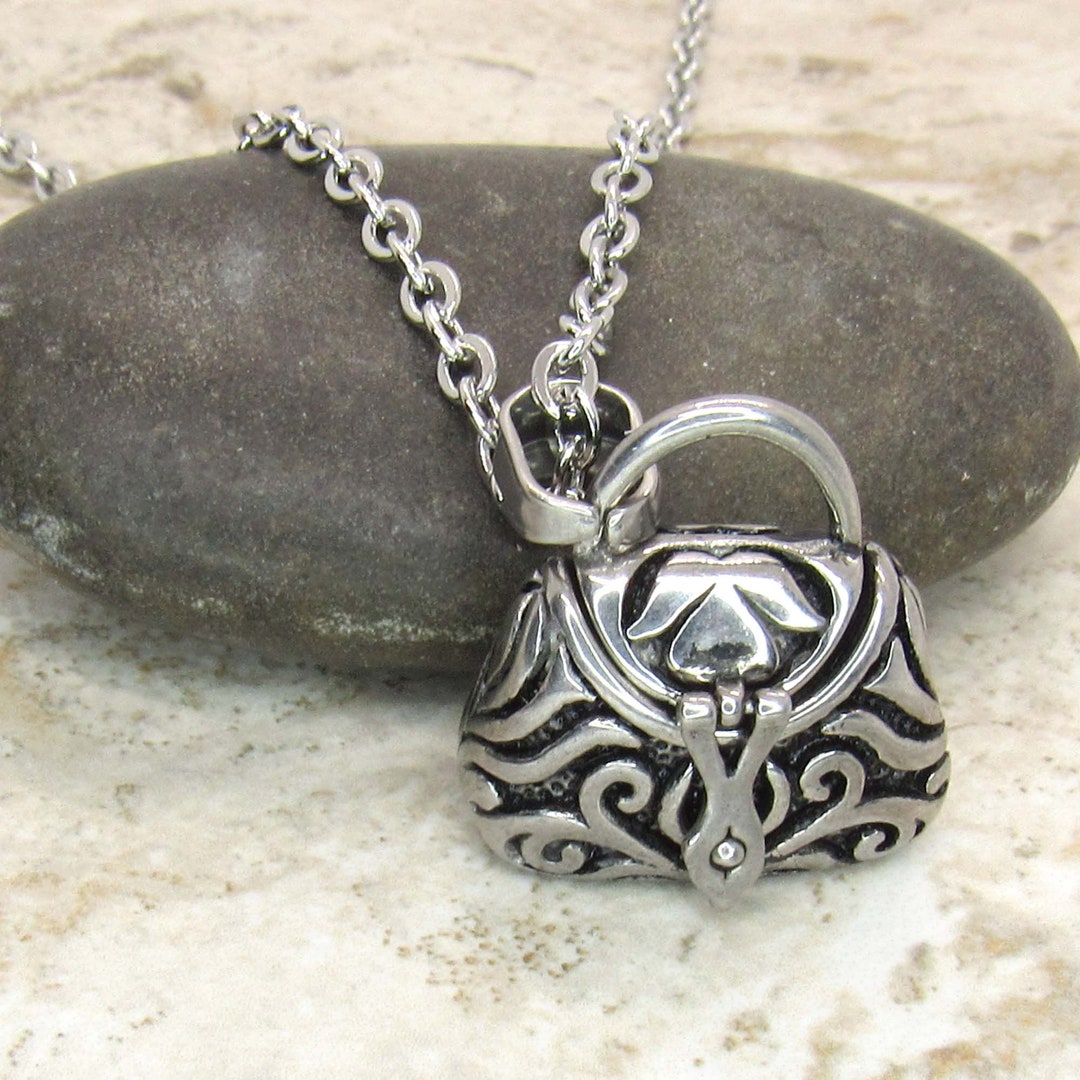 Stainless Steel Purse Locket Pendant, Hypo Allergenic Jewelry, Women's ...