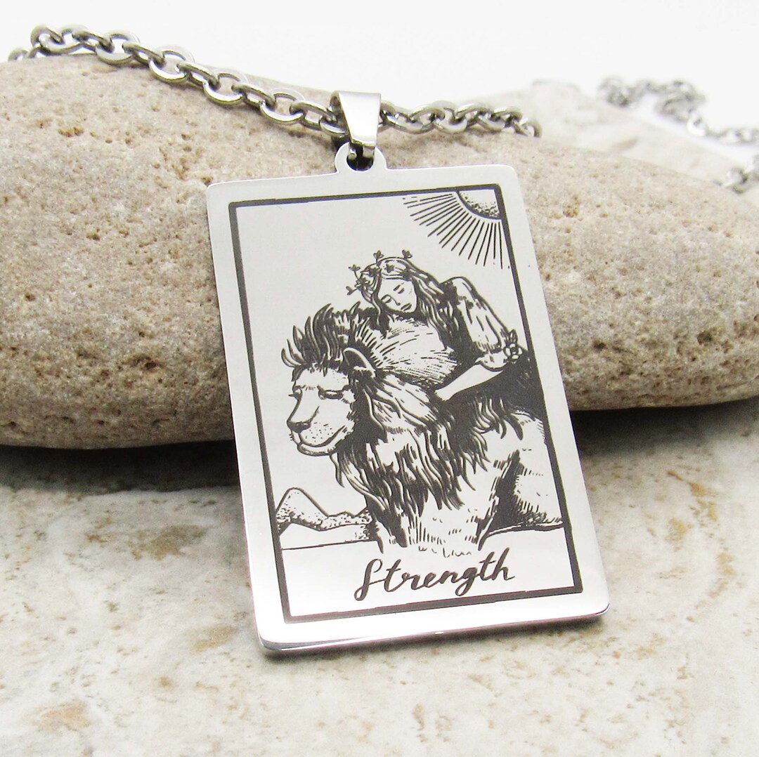 Strength Tarot Card Pendant, Stainless Steel Hypo Allergenic Jewelry ...