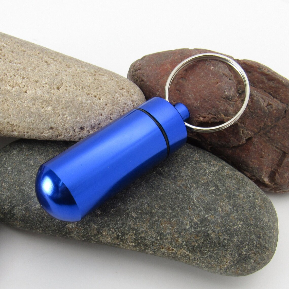 Blue Aluminum Column Pill Bottle Key Ring, Pill Bottle Key Ring, Water ...