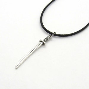 Silver Tone Katana Sword Pendant Necklace, Men's Necklace, Samurai ...