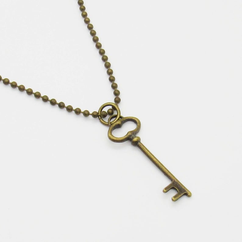 Antique Bronze Small Key Pendant Men's Necklace - Etsy