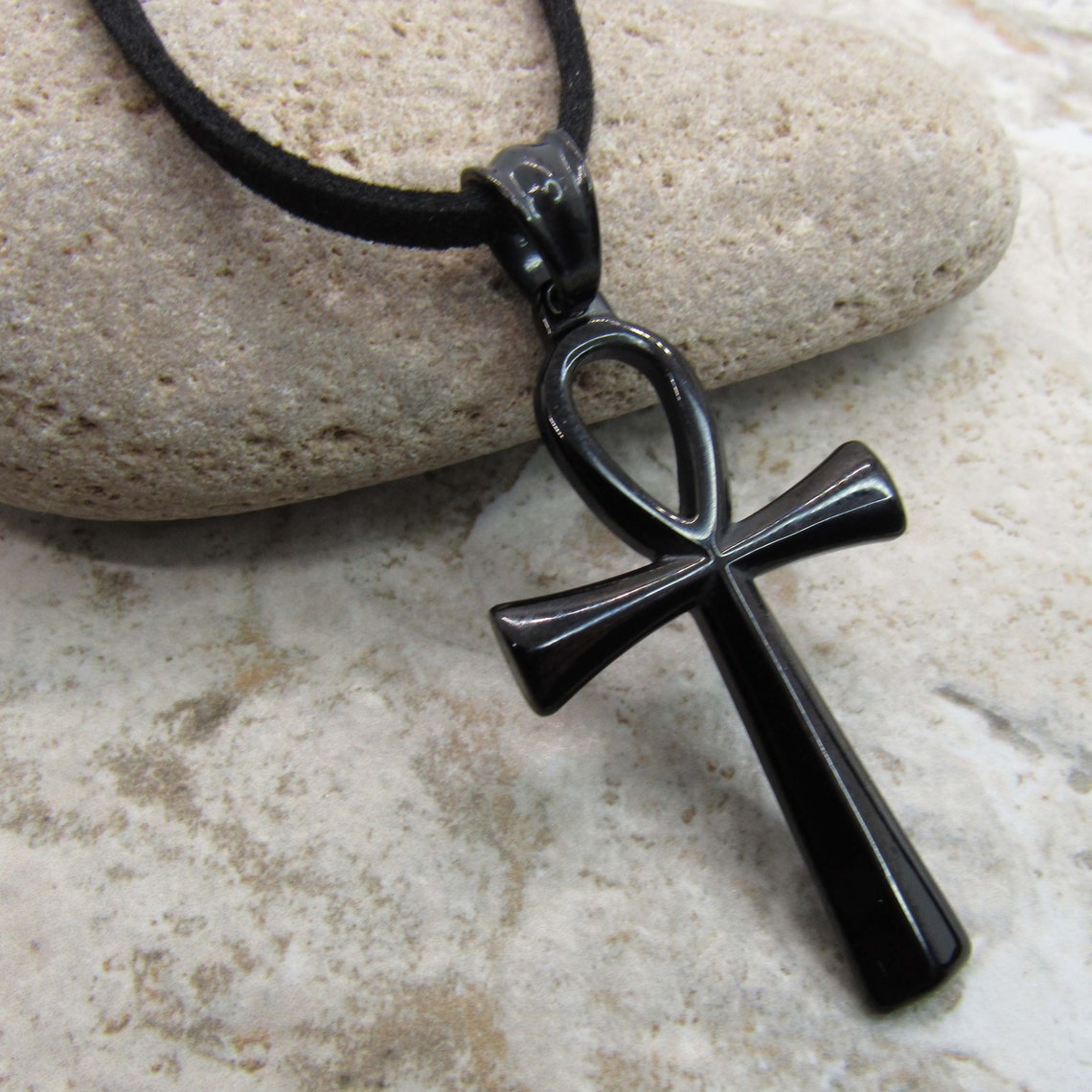 Gunmetal Black Stainless Steel Ankh Pendant Hypo Allergenic - Etsy
