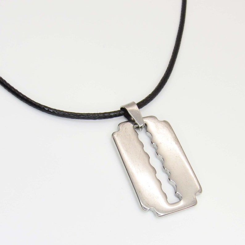 Stainless Steel Small Razor Blade Pendant Necklace Men's | Etsy