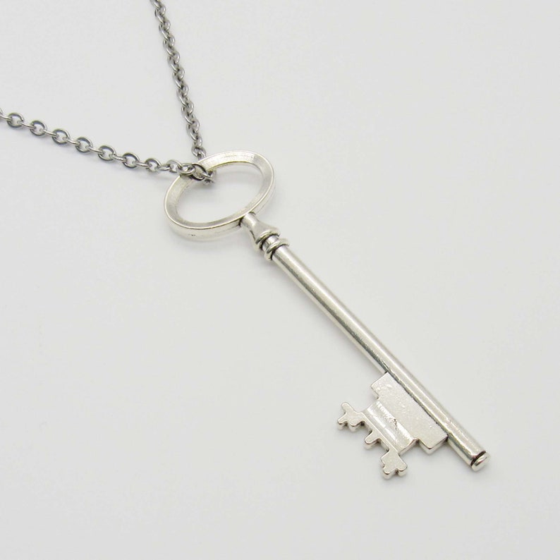 Old Fashioned Key Pendant Antique Silver Tone Large Antique - Etsy