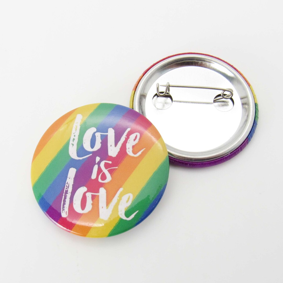 Love is Love Rainbow Stripe Pride Button Pin, Celebrate Gay Pride ...