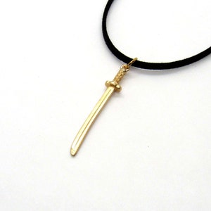Gold Tone Katana Sword Pendant Necklace, Men's Necklace, Samurai Sword ...
