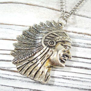 Large Indian Chief Pendant Necklace, Indian Chief Pendant, Indian ...