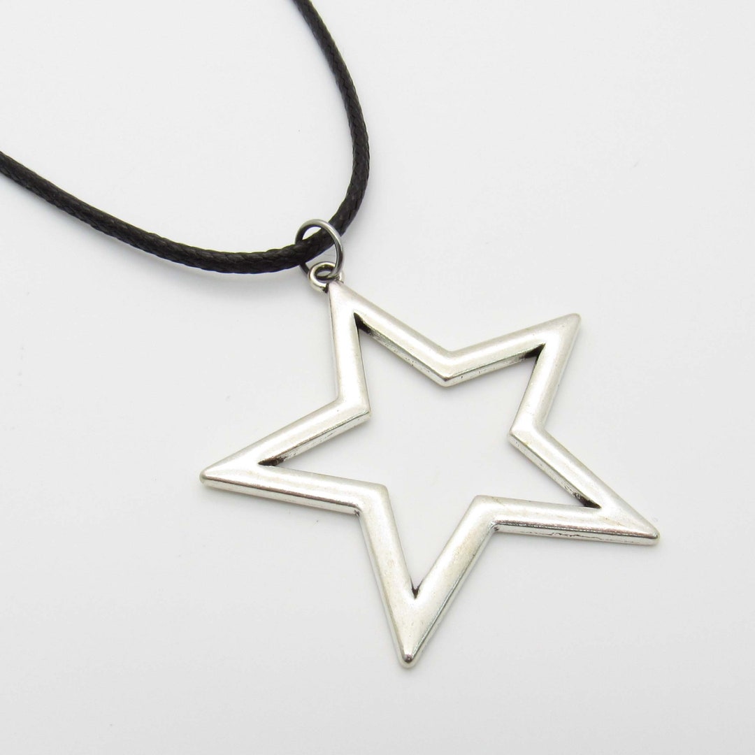 Large Star Pendant Antique Silver Color Necklace, Celestial Star ...