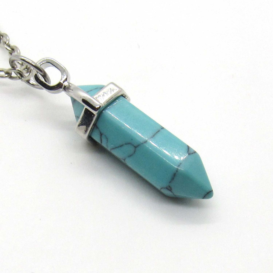 Faceted Bullet Cut Green Turquoise Gemstone Pendant Synthetic - Etsy