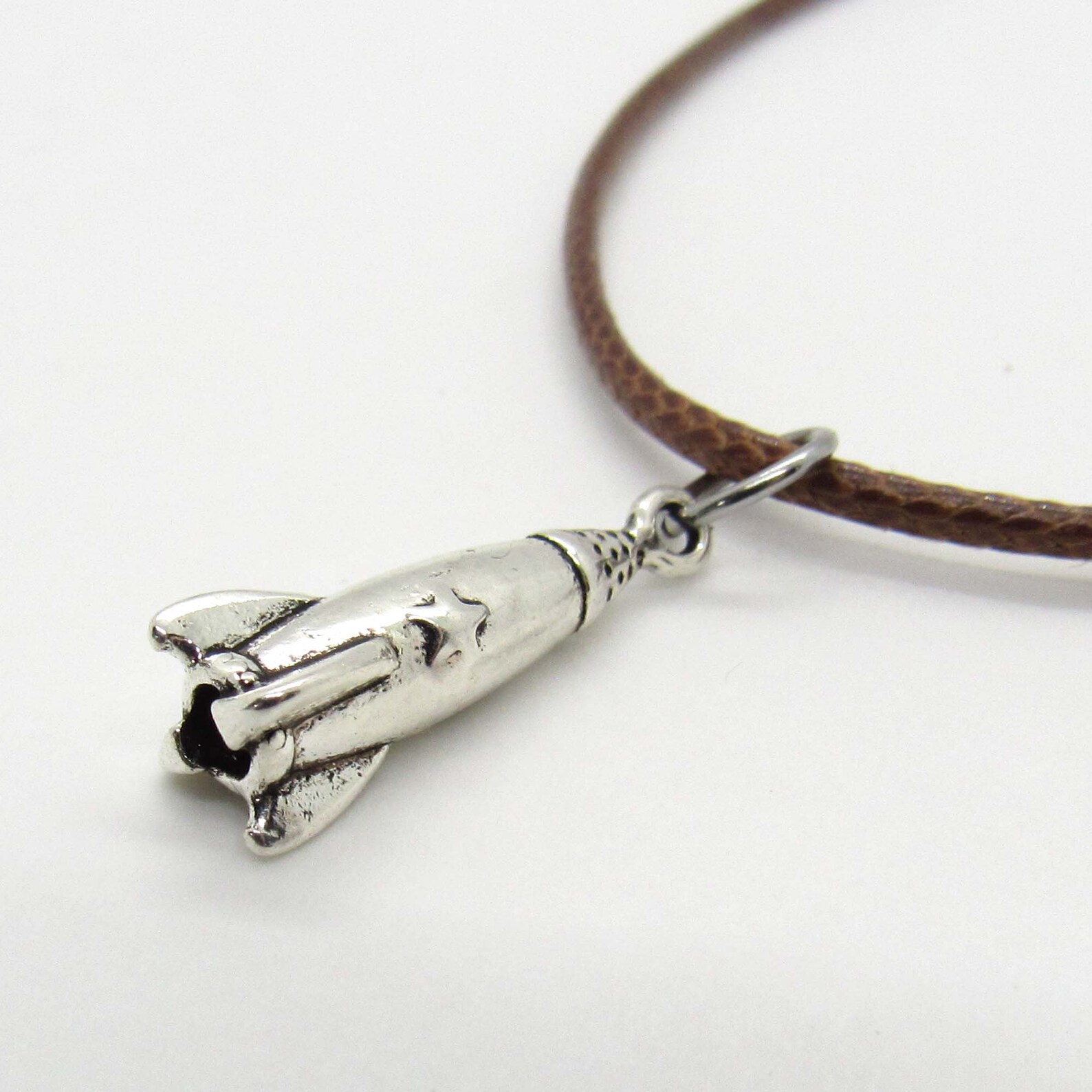 Silver Rocket Spacecraft Pendant, Celestial Jewelry, 3D Rocket Pendant ...