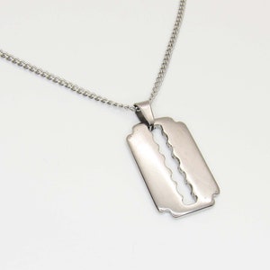 Stainless Steel Small Razor Blade Pendant Necklace, Men's Necklace ...