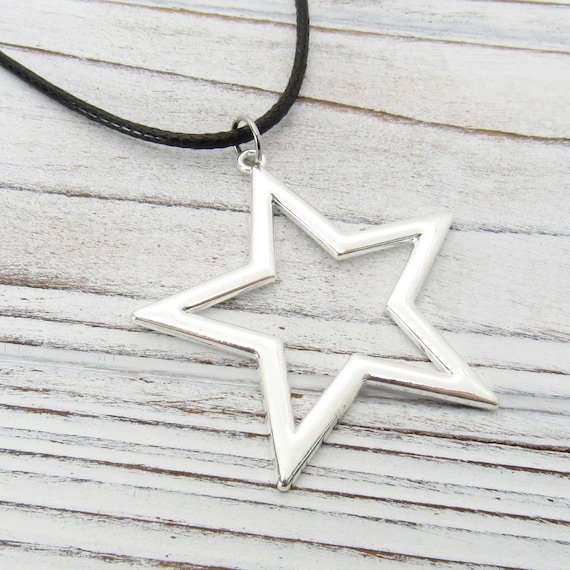 Large Star Pendant Necklace Celestial Star Necklace Silver - Etsy