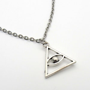 Triangle All Seeing Eye Pendant Necklace, Antique Silver, Men's ...