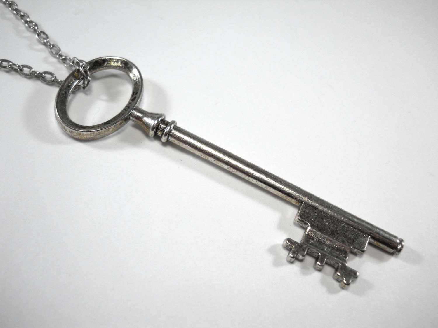 Old Fashioned Key Pendant Antique Silver Tone Large Antique | Etsy