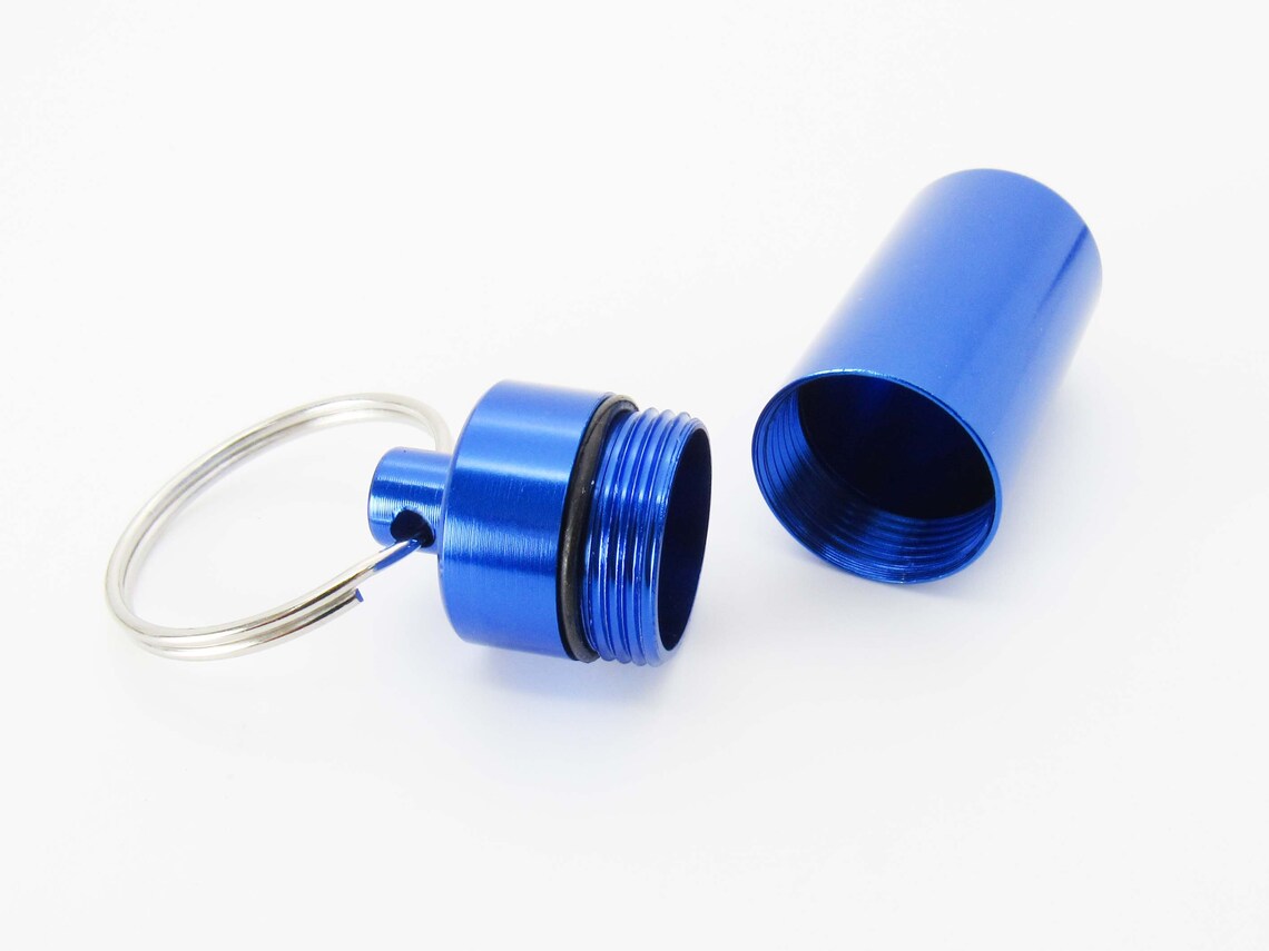 Blue Aluminum Column Pill Bottle Key Ring, Pill Bottle Key Ring, Water ...