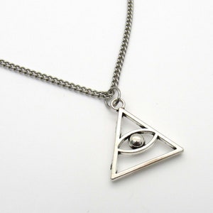Triangle All Seeing Eye Pendant Necklace, Antique Silver, Men's ...