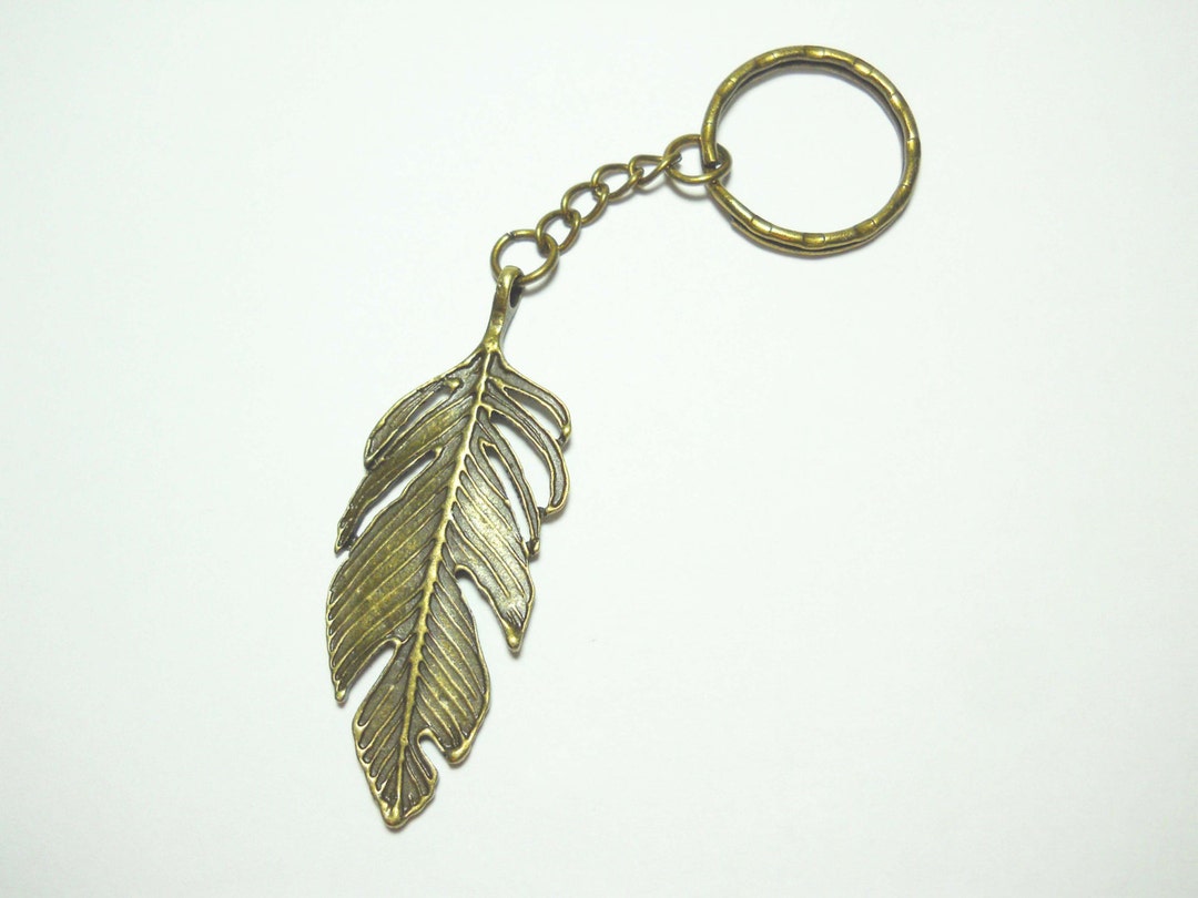 Large Feather Pendant Keychain, Feather Key Ring, Feather Lanyard, Gift ...