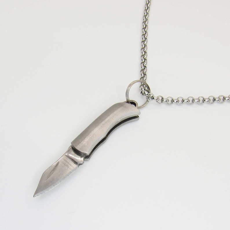 Mini Stainless Steel Pocket Knife Pendant Necklace Silver | Etsy